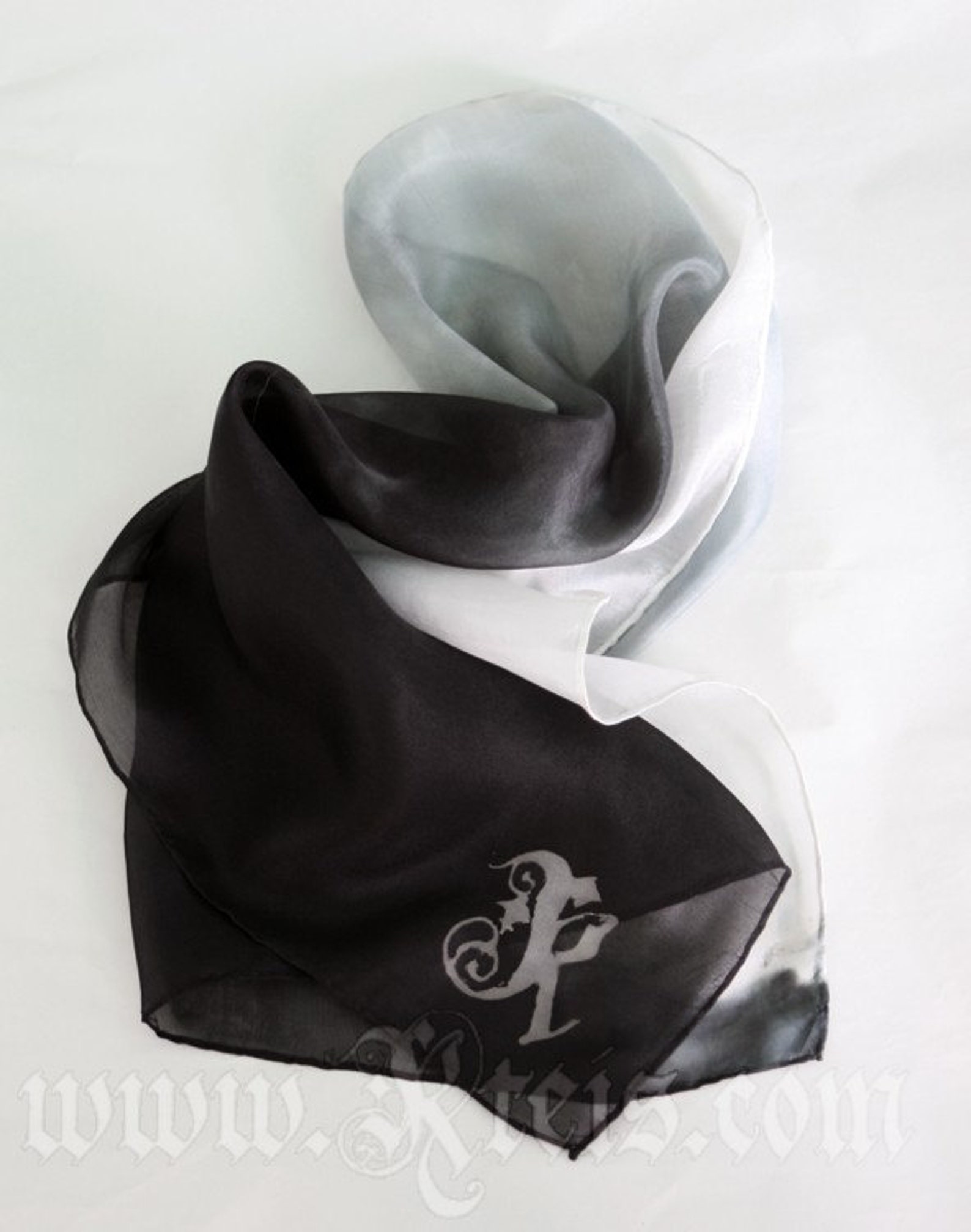 Black and White Ombre Silk Scarf Abstract Painting - Etsy