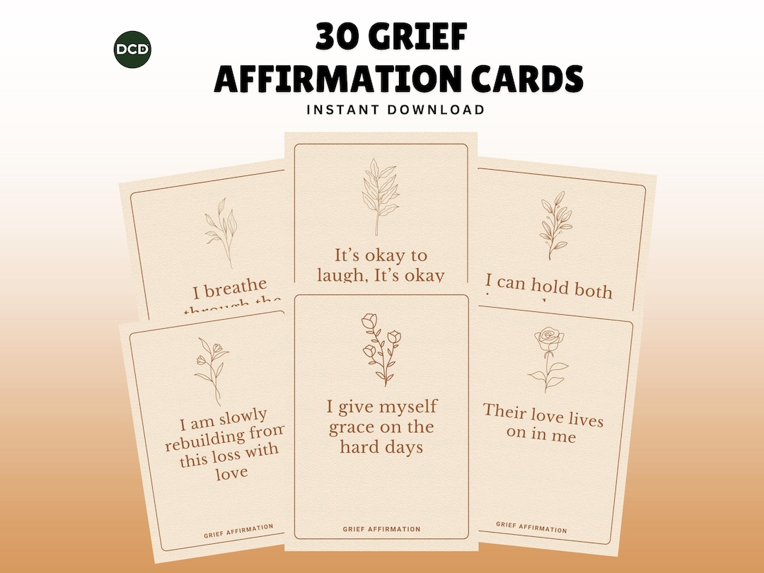 Grief Affirmation Cards: Printable Emotional Support and Coping Skills ...