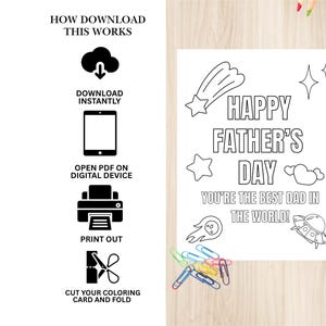 Father's Day Coloring Card for Kids - Printable Father's Day Card, DIY ...