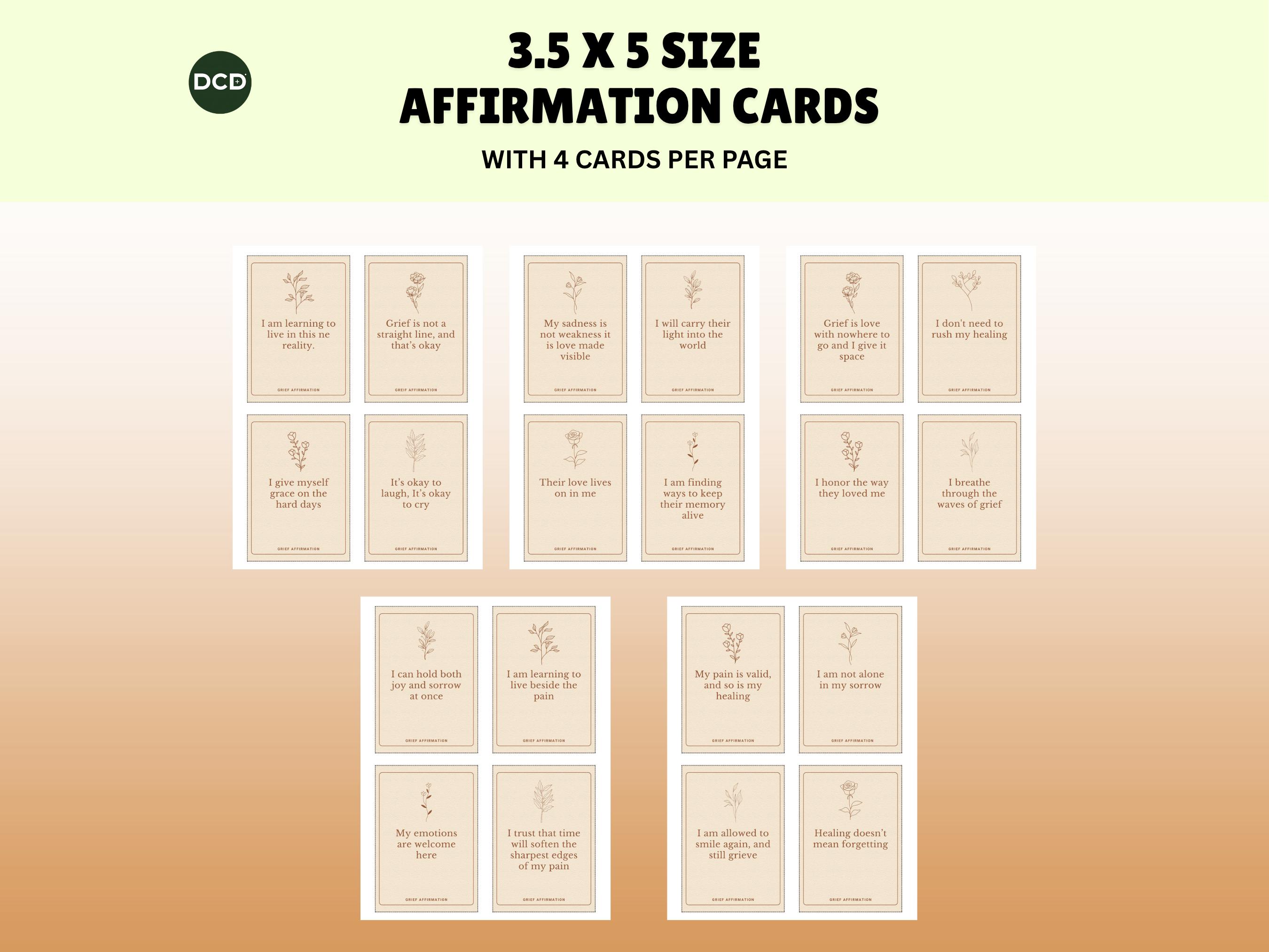 Grief Affirmation Cards: Printable Emotional Support and Coping Skills ...