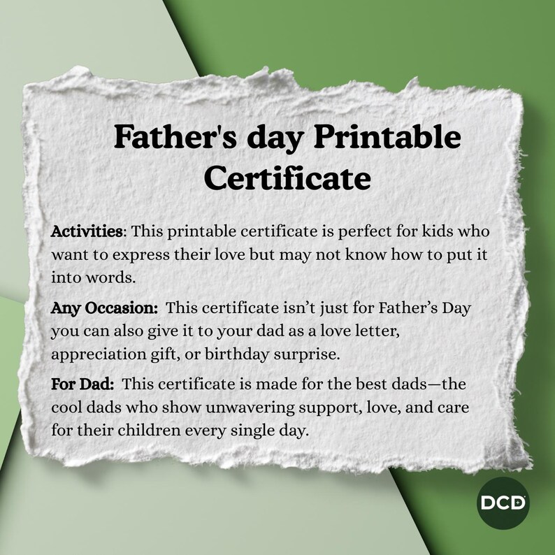 Printable World’s Best Dad Certificate | DIY Father’s Day Gift | Award ...