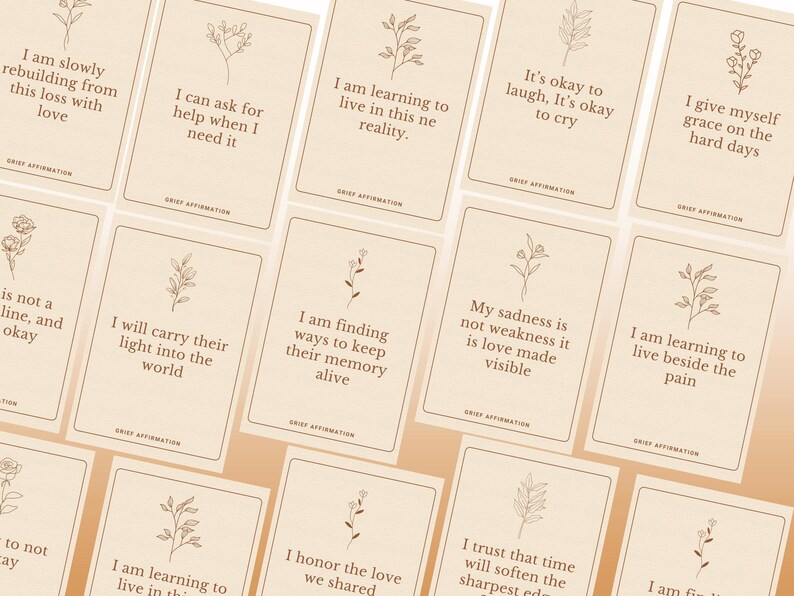 Grief Affirmation Cards: Printable Emotional Support and Coping Skills ...