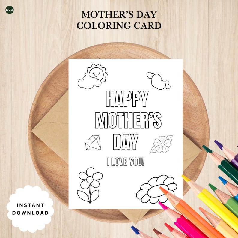 Mother's Day Card Printable | Color Your Own Card | Best Mom Greeting ...