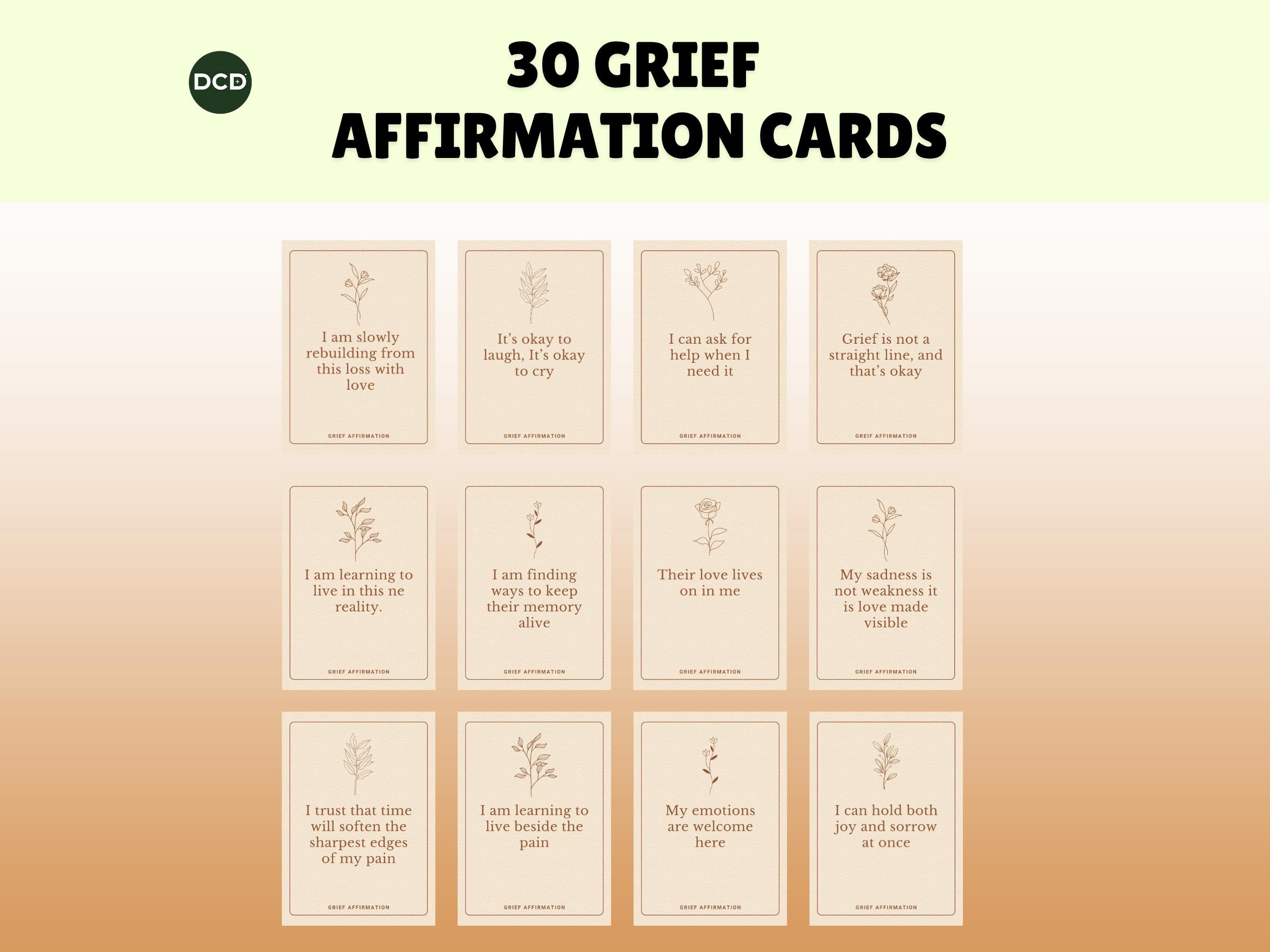 Grief Affirmation Cards: Printable Emotional Support and Coping Skills ...