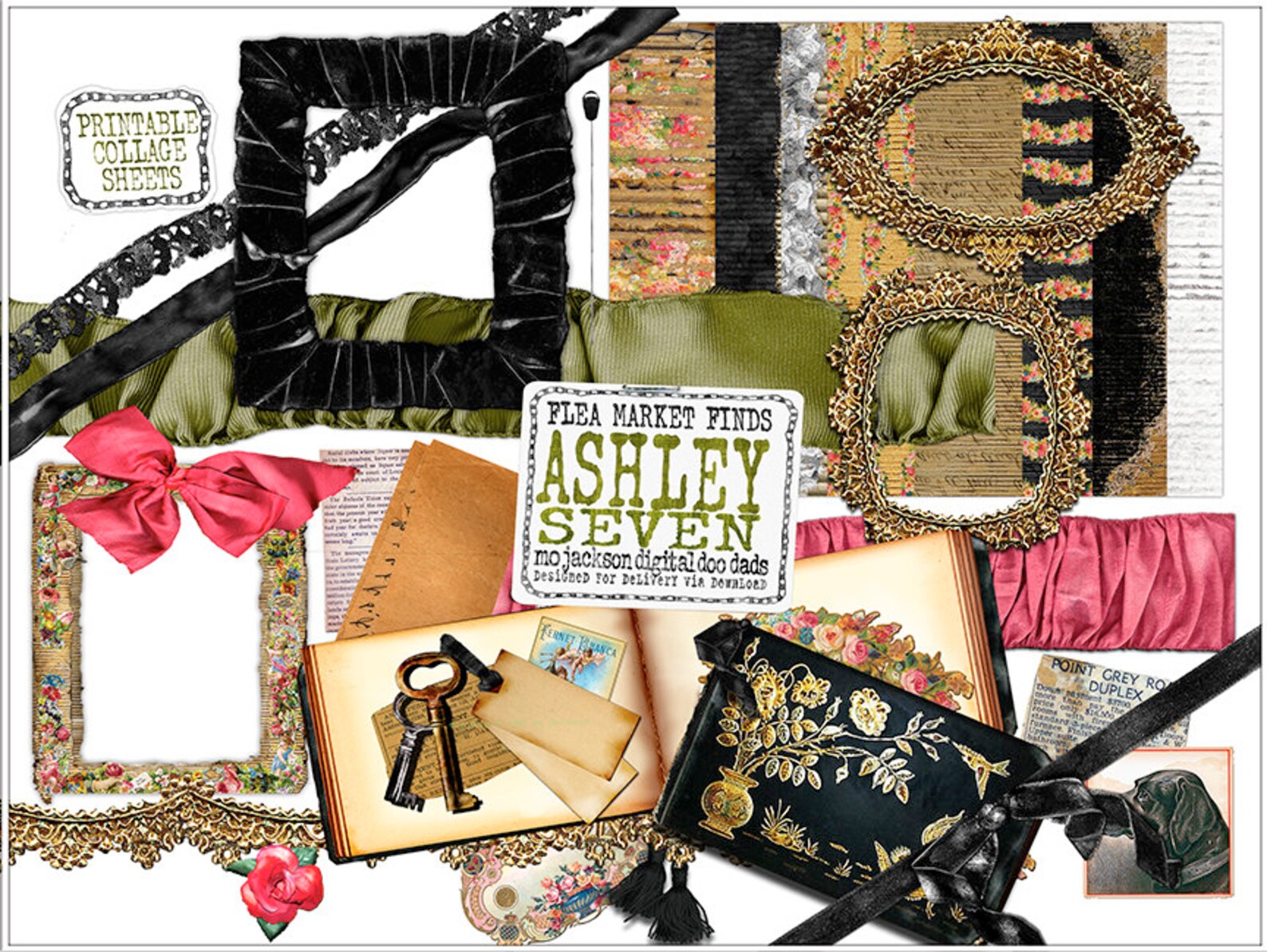 Digital Printable Collage Sheets Ashley Seven - Etsy