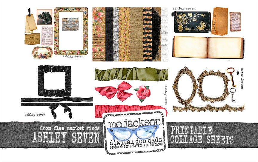 Digital Printable Collage Sheets Ashley Seven - Etsy