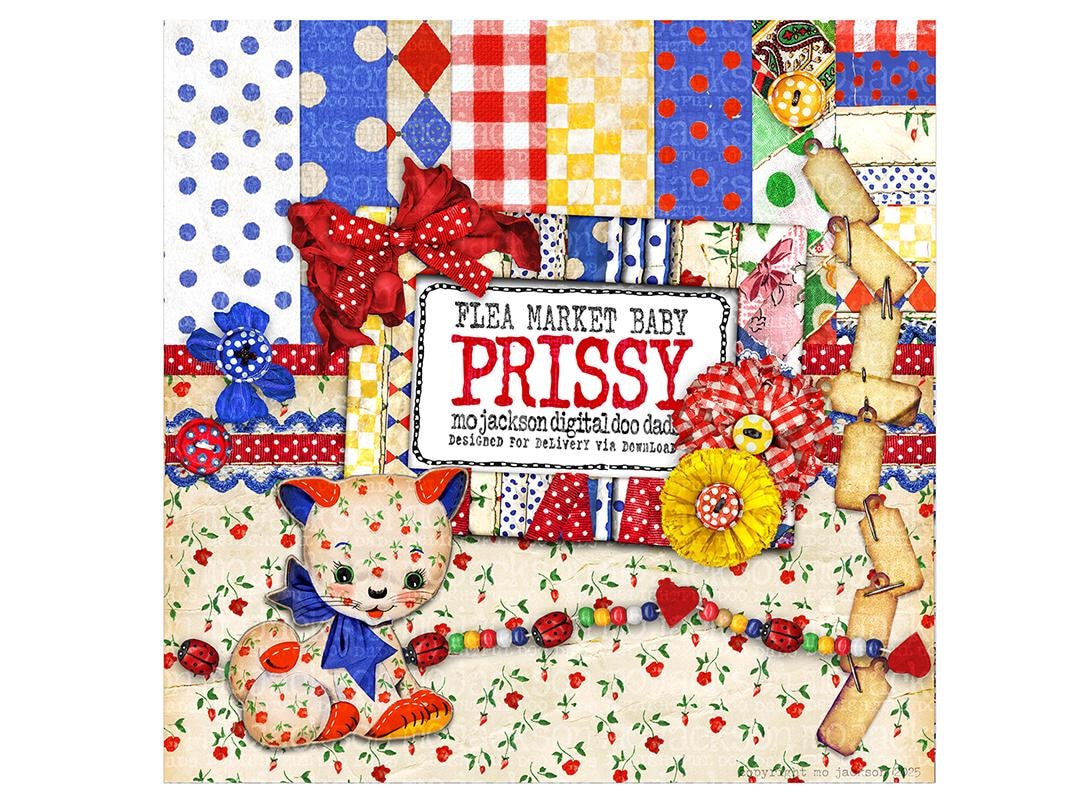 Vintage Valentine Digital Scrapbook Art / Flea Market Baby Prissy / 12 Inch Background Papers ...