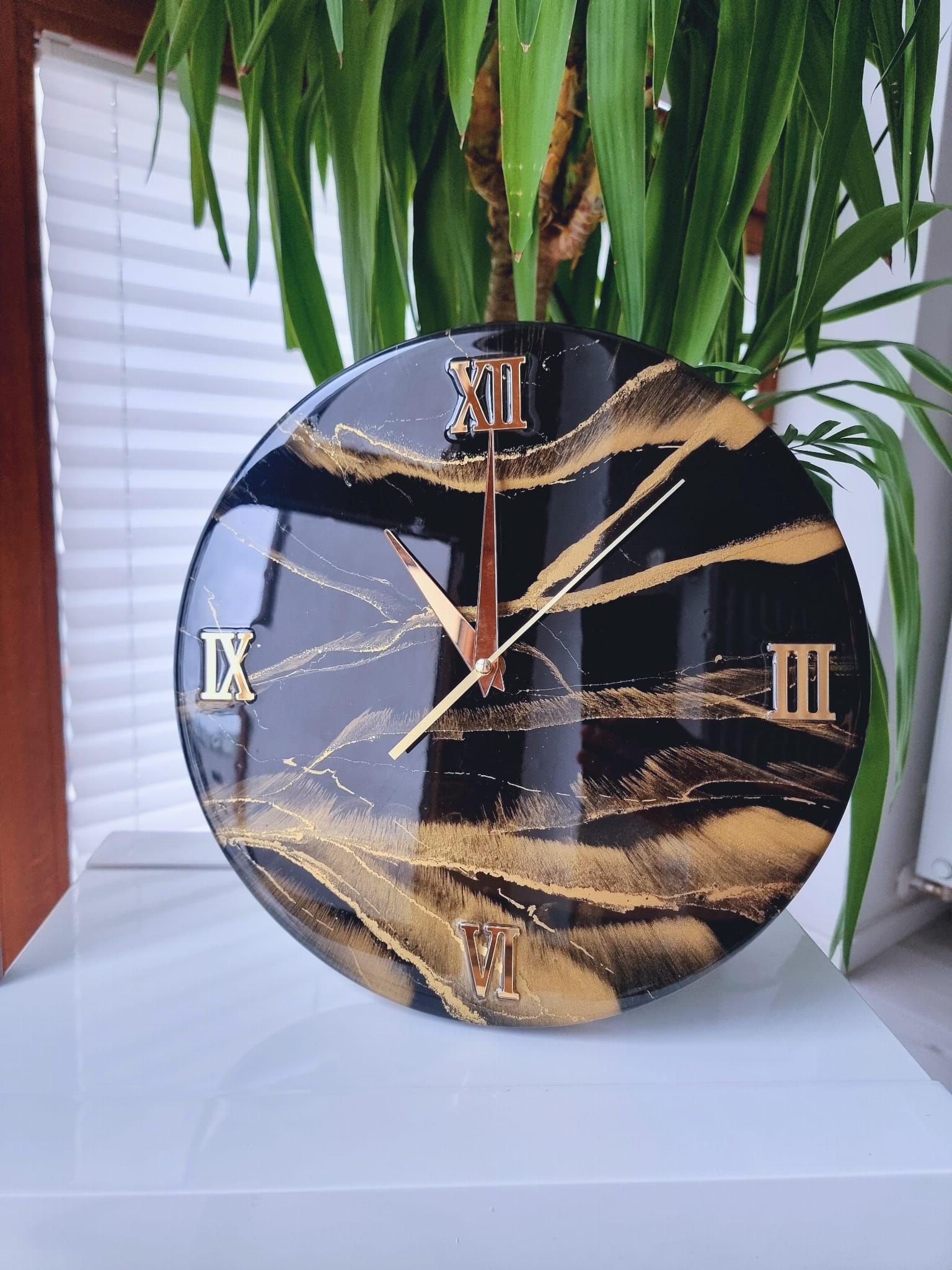 Epoxy Resin Clock, Handmade Wall Clock, Wood & Resin Clock, Unique ...