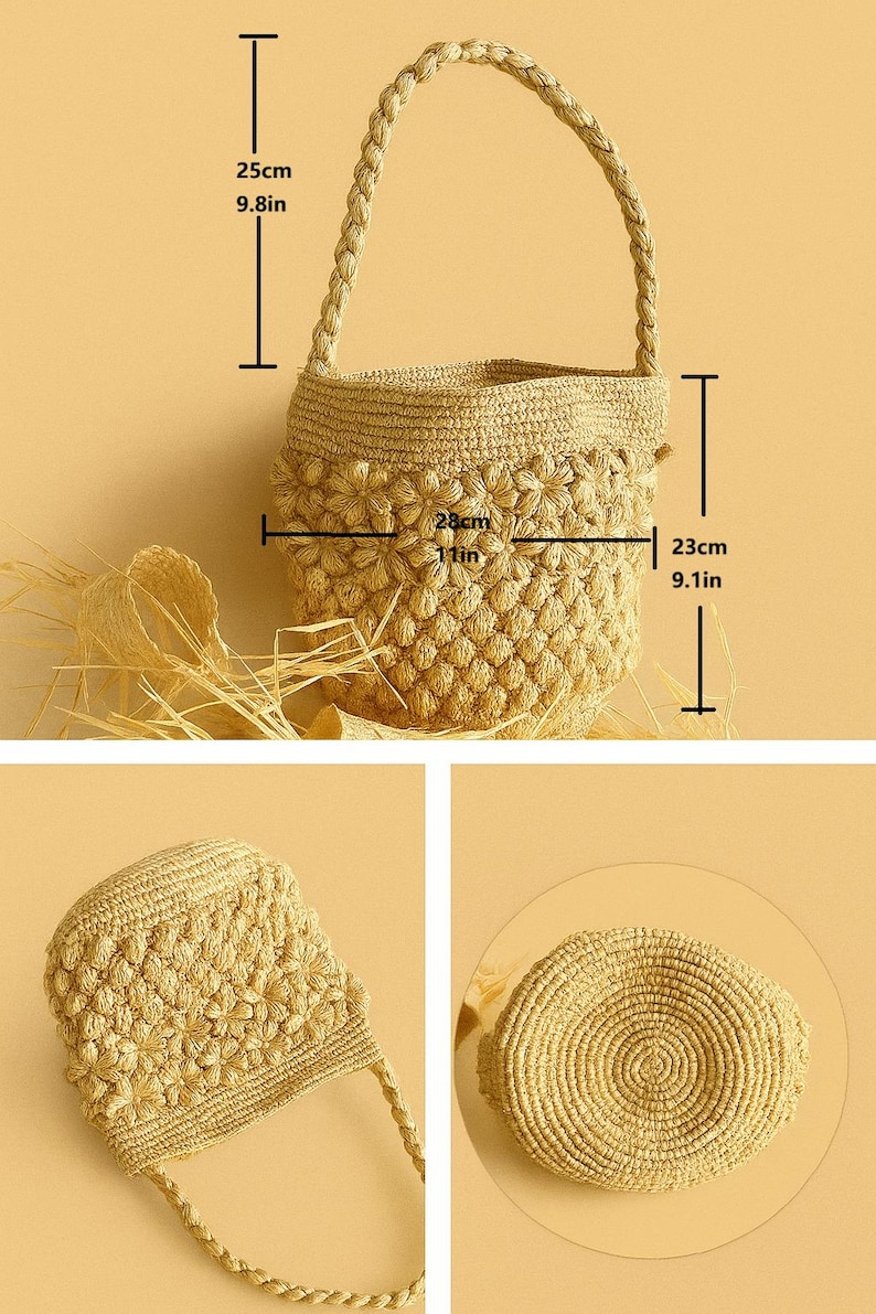 Handmade Raffia Bucket Bag: Boho Beach Crossbody Tote - Etsy