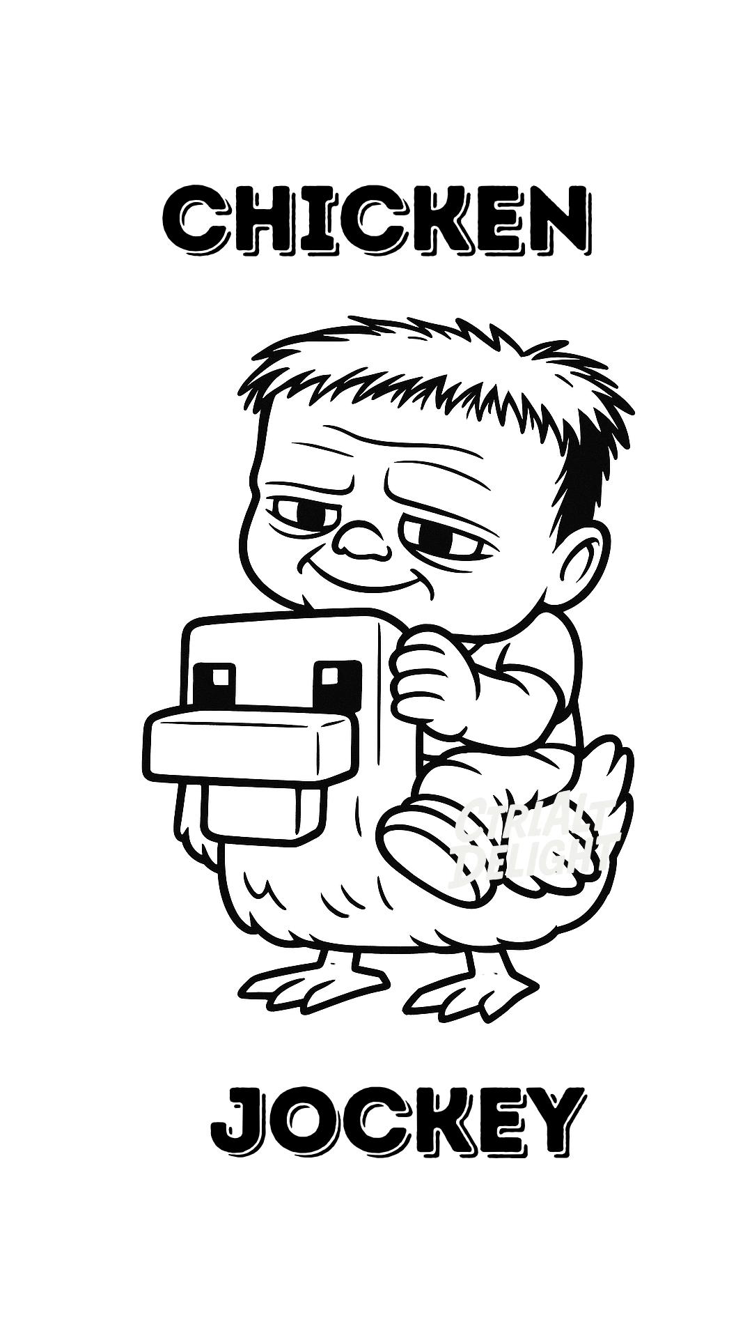 Chicken Jockey Sticker Digital Download | Minecraft Inspired Funny Art ...
