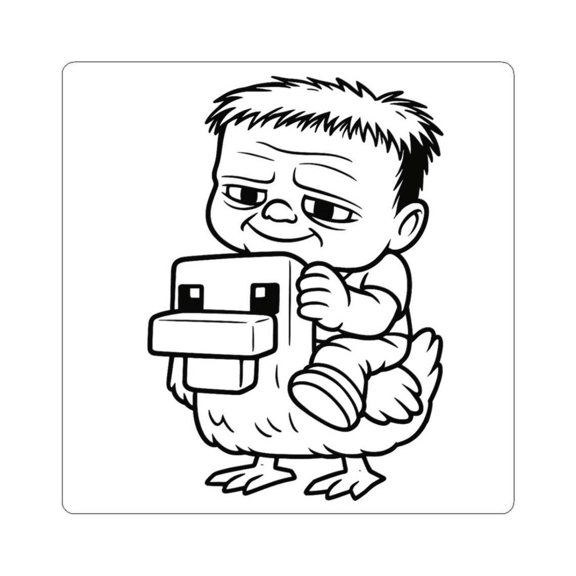 Chicken Jockey Sticker | Minecraft Inspired Funny Art | Baby Zombie ...