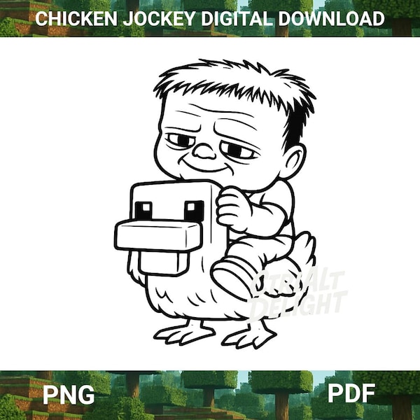 Chicken Jockey Coloring Pages - Etsy