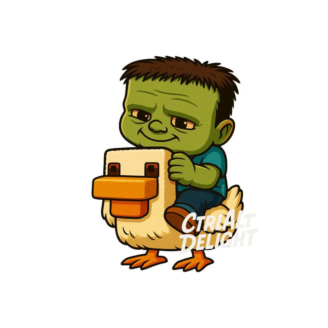 Chicken Jockey Color Sticker Digital Download | Minecraft Inspired ...