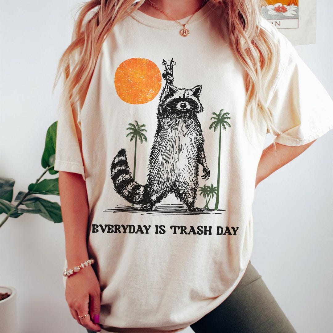 Everyday is Trash Day Raccoon Meme Png, Retro Sunset Png, Cool Style ...