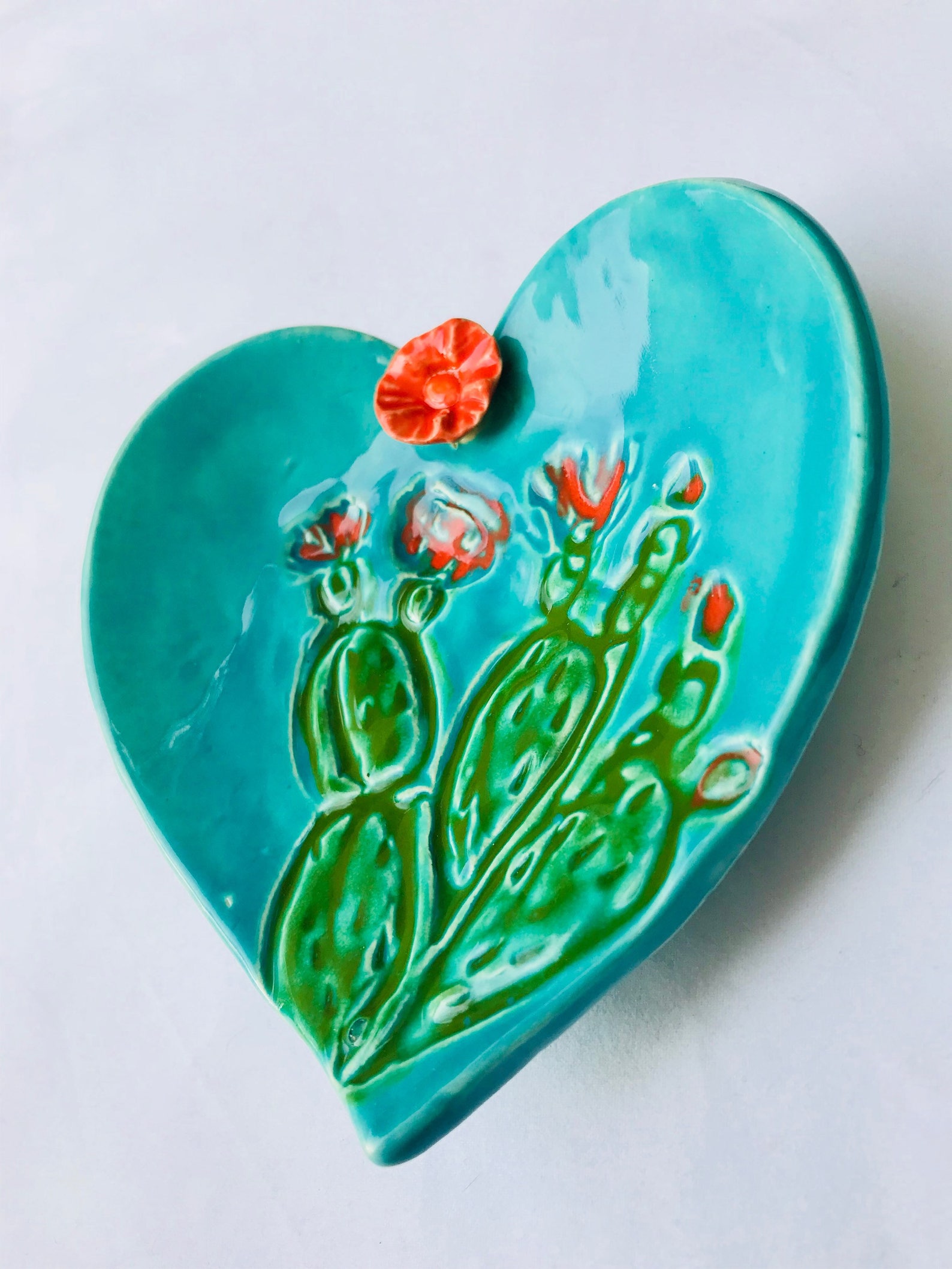 Heart Dish, Valentine Gift, Heart Pottery, Ceramic Heart Plate, Cactus ...