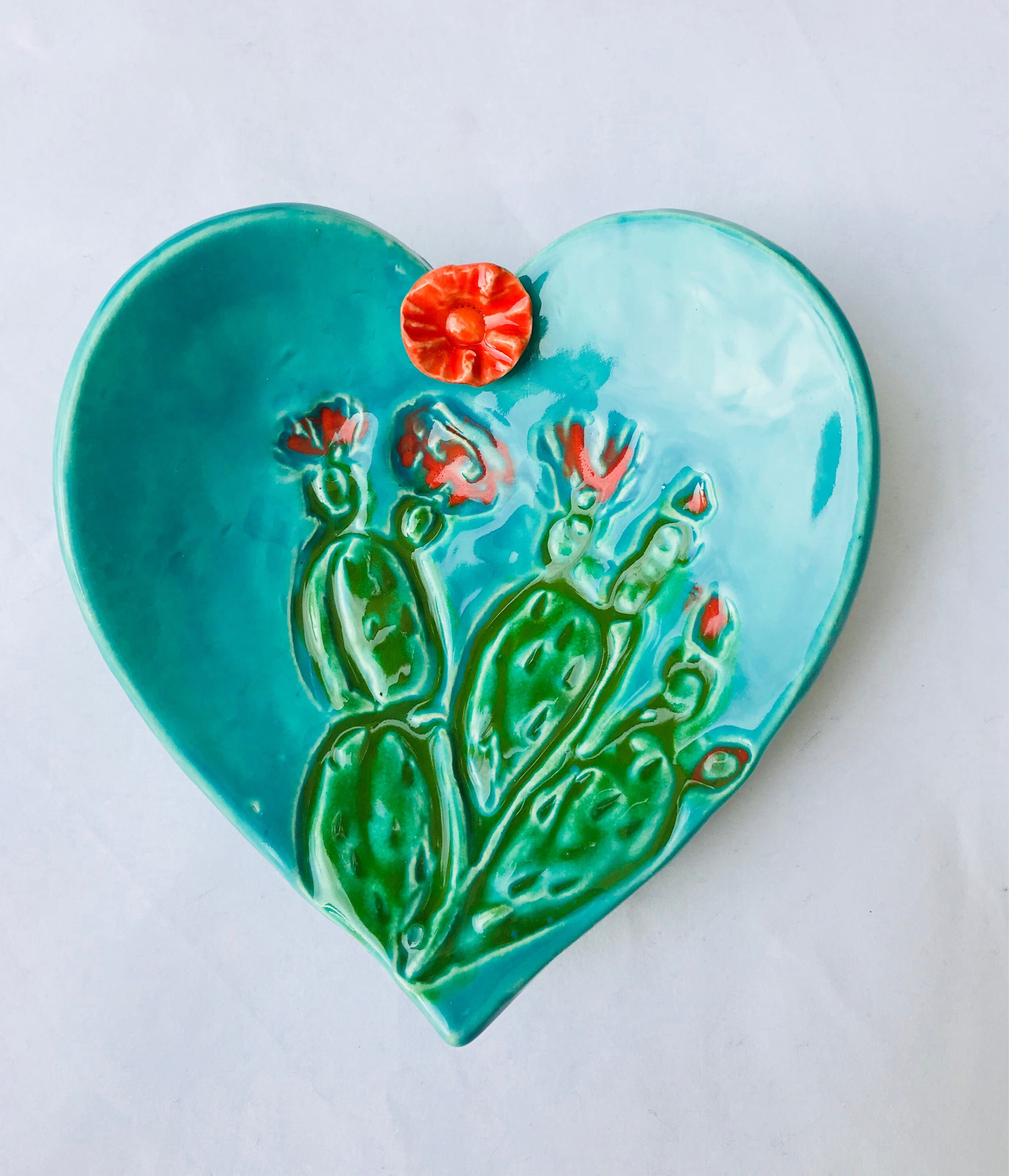Heart Dish, Valentine Gift, Heart Pottery, Ceramic Heart Plate, Cactus ...