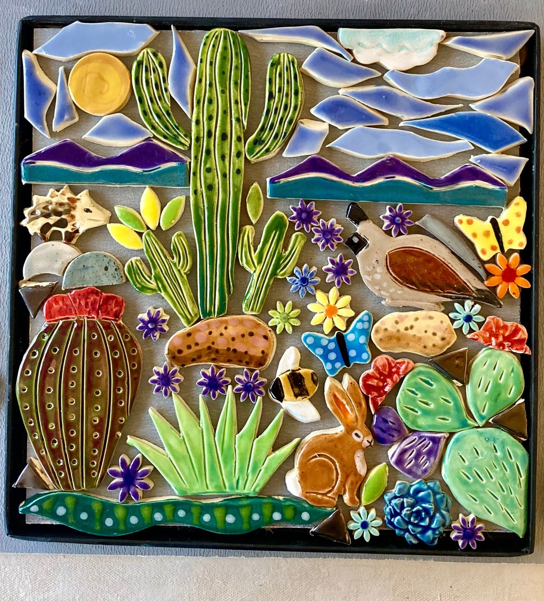 Mosaic Tile Kit, Desert Landscape Mosaic, Southwest Desert, Handmade ...