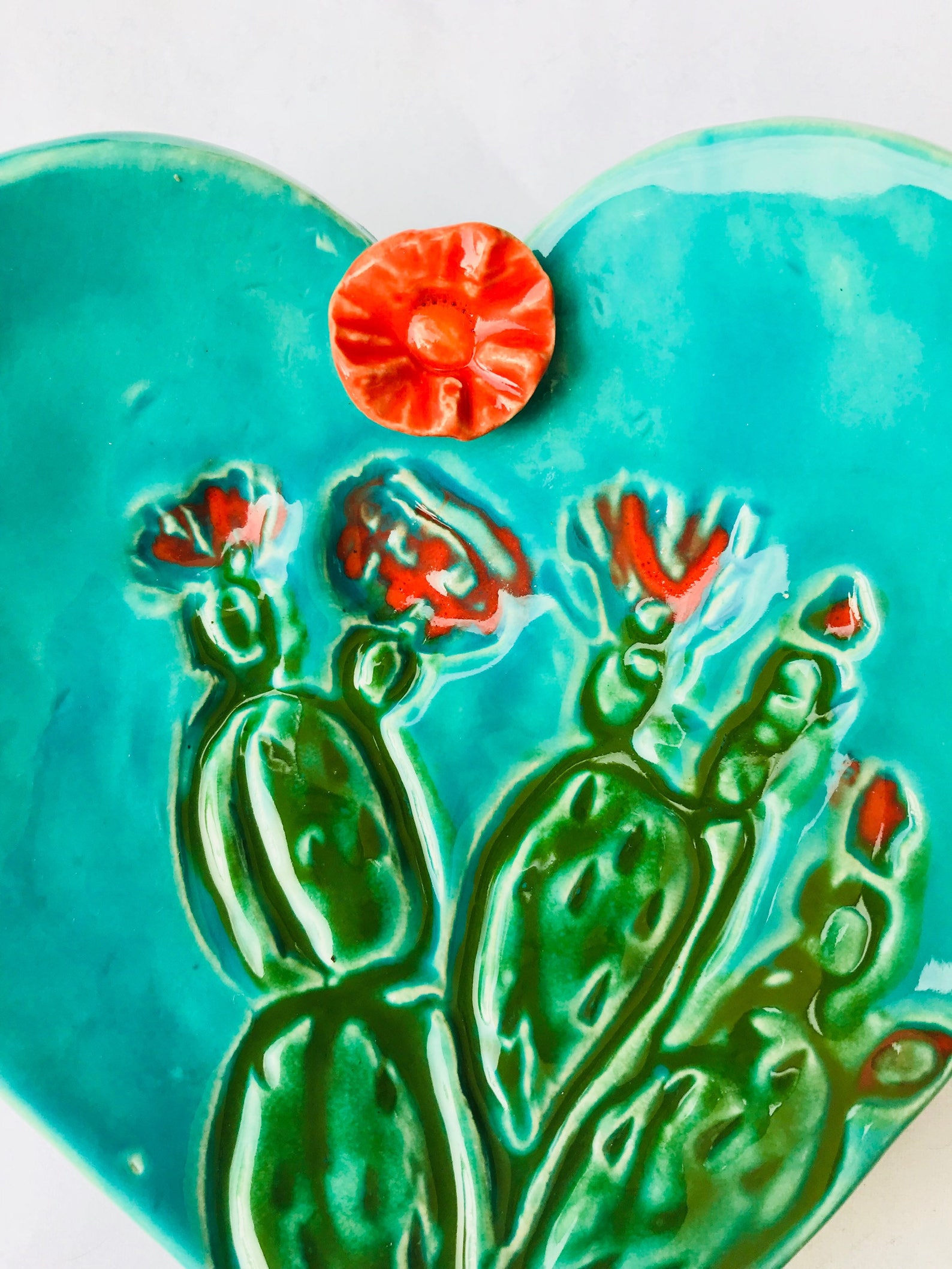 Heart Dish, Valentine Gift, Heart Pottery, Ceramic Heart Plate, Cactus ...