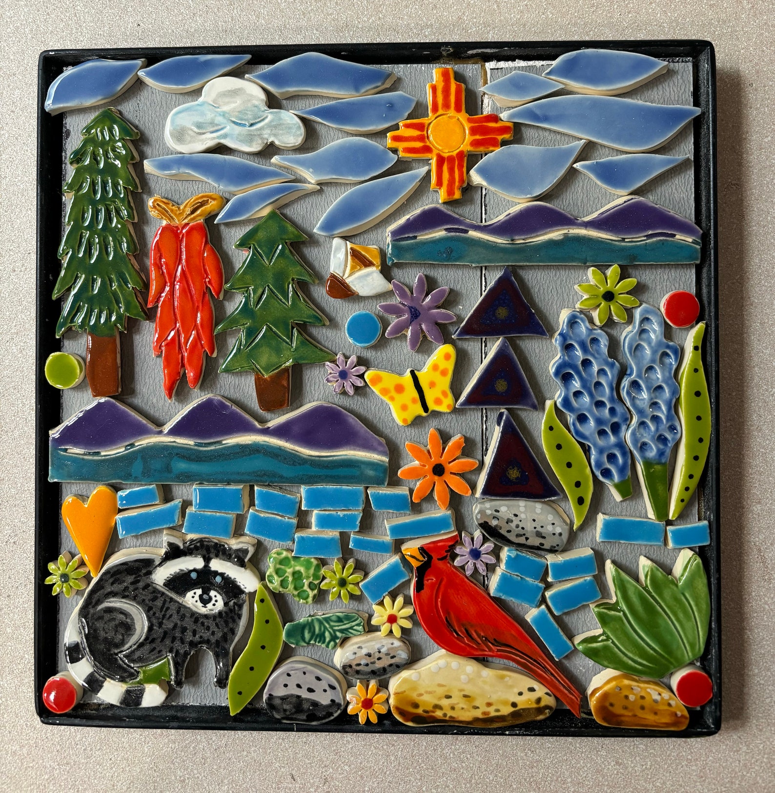 Mountain Mosaic Kit, Handmade Tile Kit, DIY, New Mexico Theme, Robin ...