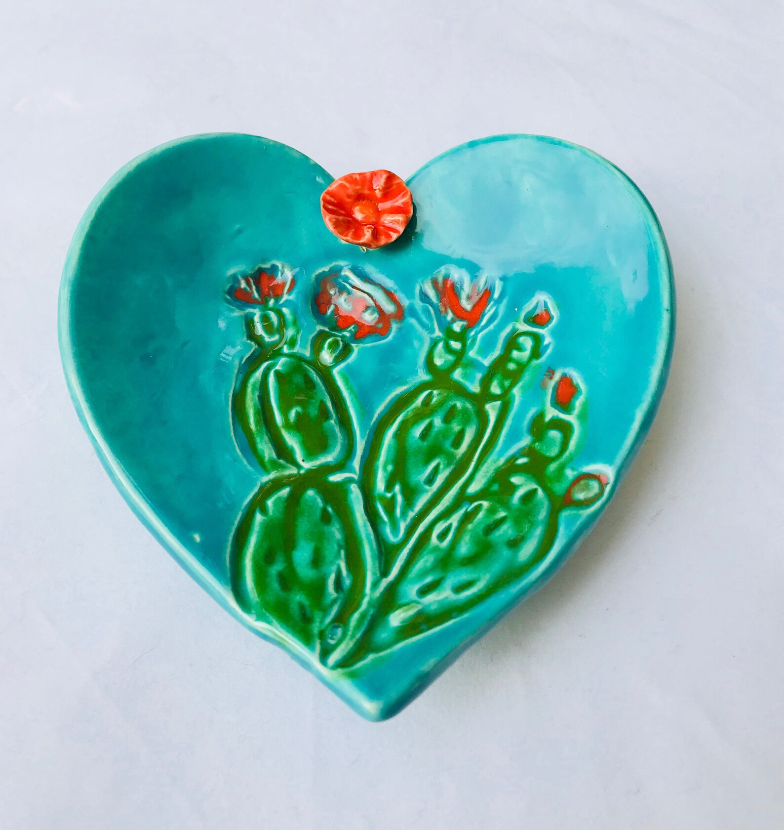 Heart Dish, Valentine Gift, Heart Pottery, Ceramic Heart Plate, Cactus ...