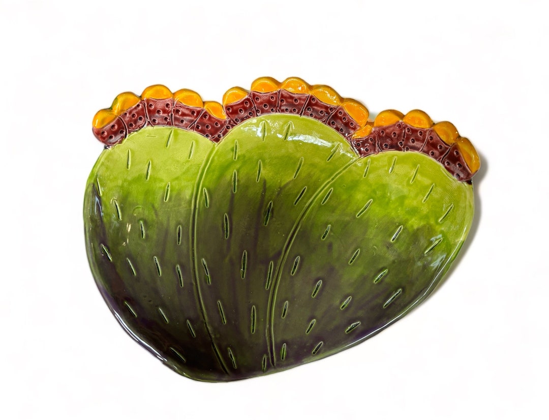Prickly Pear Cactus Plate, Ceramic Cactus Dish, Serving Dish, Cactus ...
