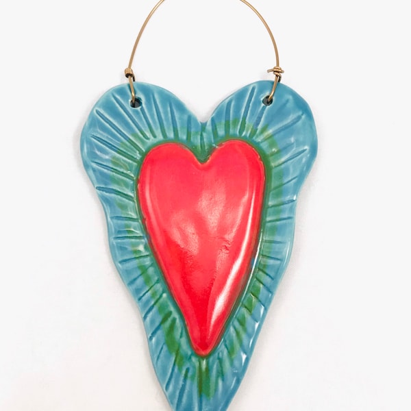 Red Ceramic Heart - Etsy