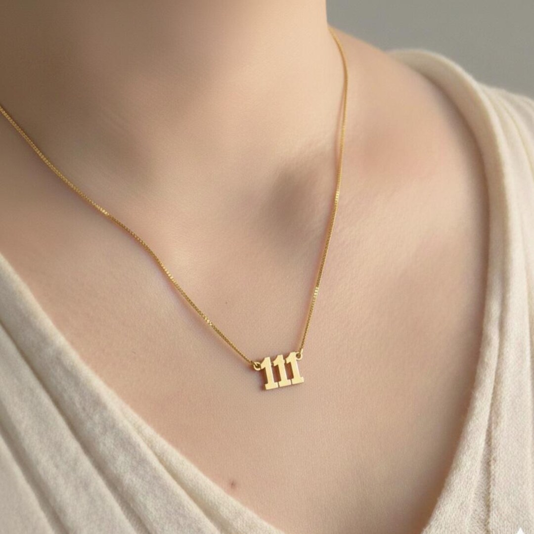 14K Gold Angel Number 111 Necklace: Adjustable Figaro Chain - Etsy
