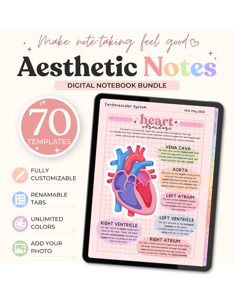Pastel Cute Digital Notebook PDF – Customizable, Unlimited Colors - Etsy UK