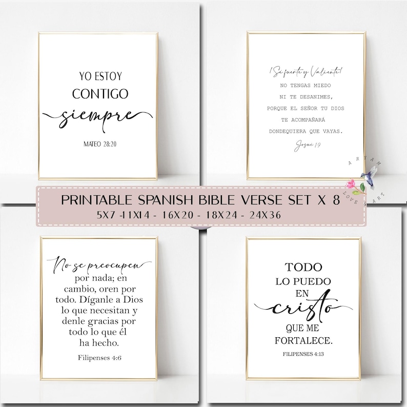 Printable Spanish Bible Verse Set, Spanish Bible Verse Wall Art, Se ...