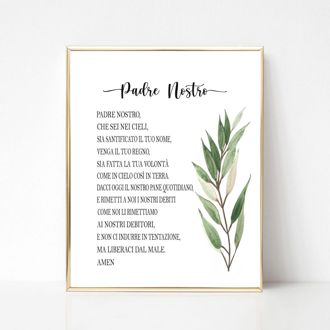Italian Lord’s Prayer Print | Padre Nostro Christian Wall Art | Digital ...