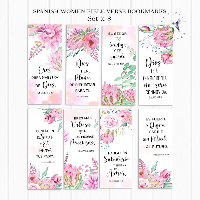 Spanish Set X8 Bible Verses Bookmarks, Printable Spanish Bible Verse ...