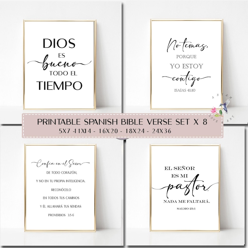 Printable Spanish Bible Verse Set, Spanish Bible Verse Wall Art, Se ...