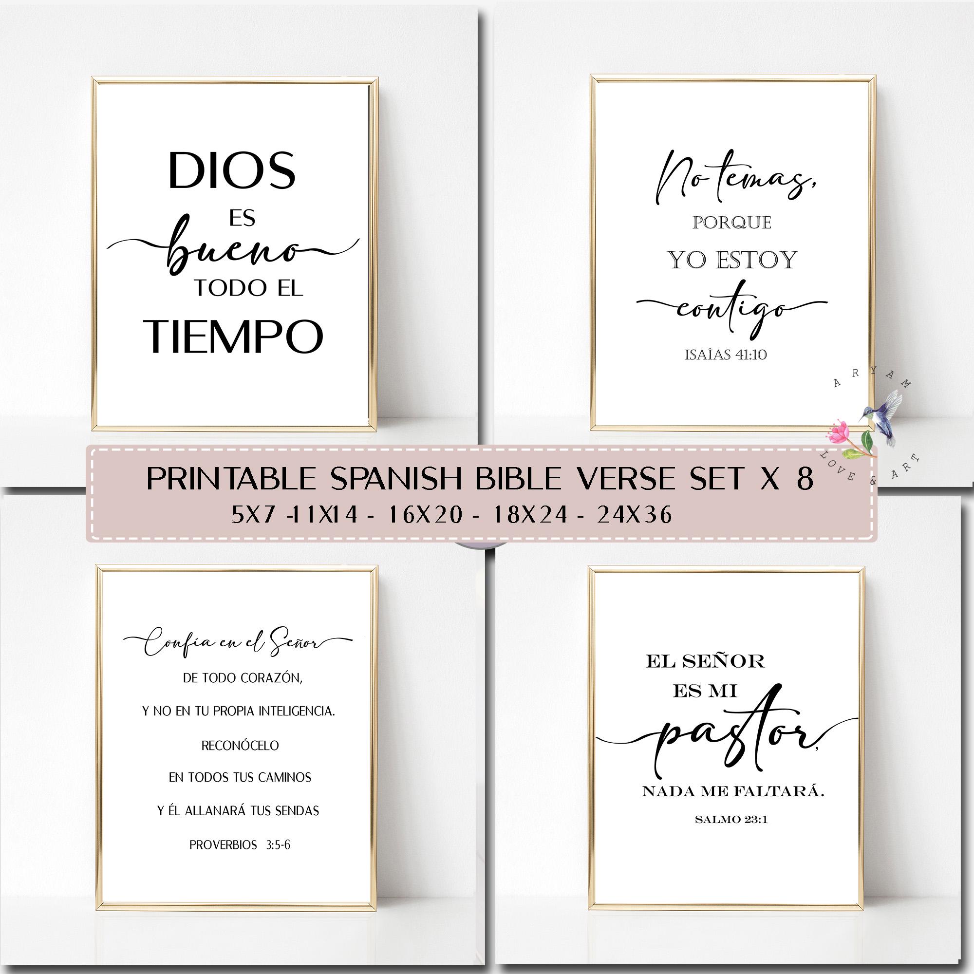 Printable Spanish Bible Verse Set, Spanish Bible Verse Wall Art, Se ...