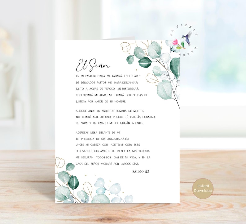 Psalm 23 Spanish Bible Verse Print: Christian Wall Art (digital ...