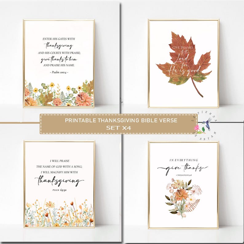 Printable Thanksgiving Bible Verse Set, Fall Christian Decor, Autumn ...