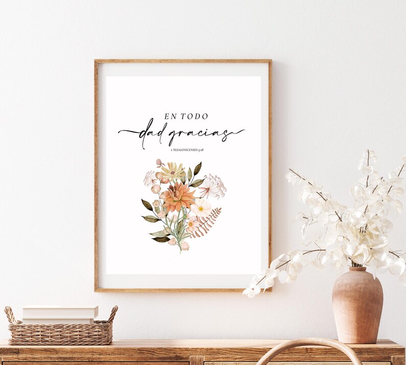 Printable Spanish Thanksgiving Bible Verse Wall Art Set of 4 | Spanish ...