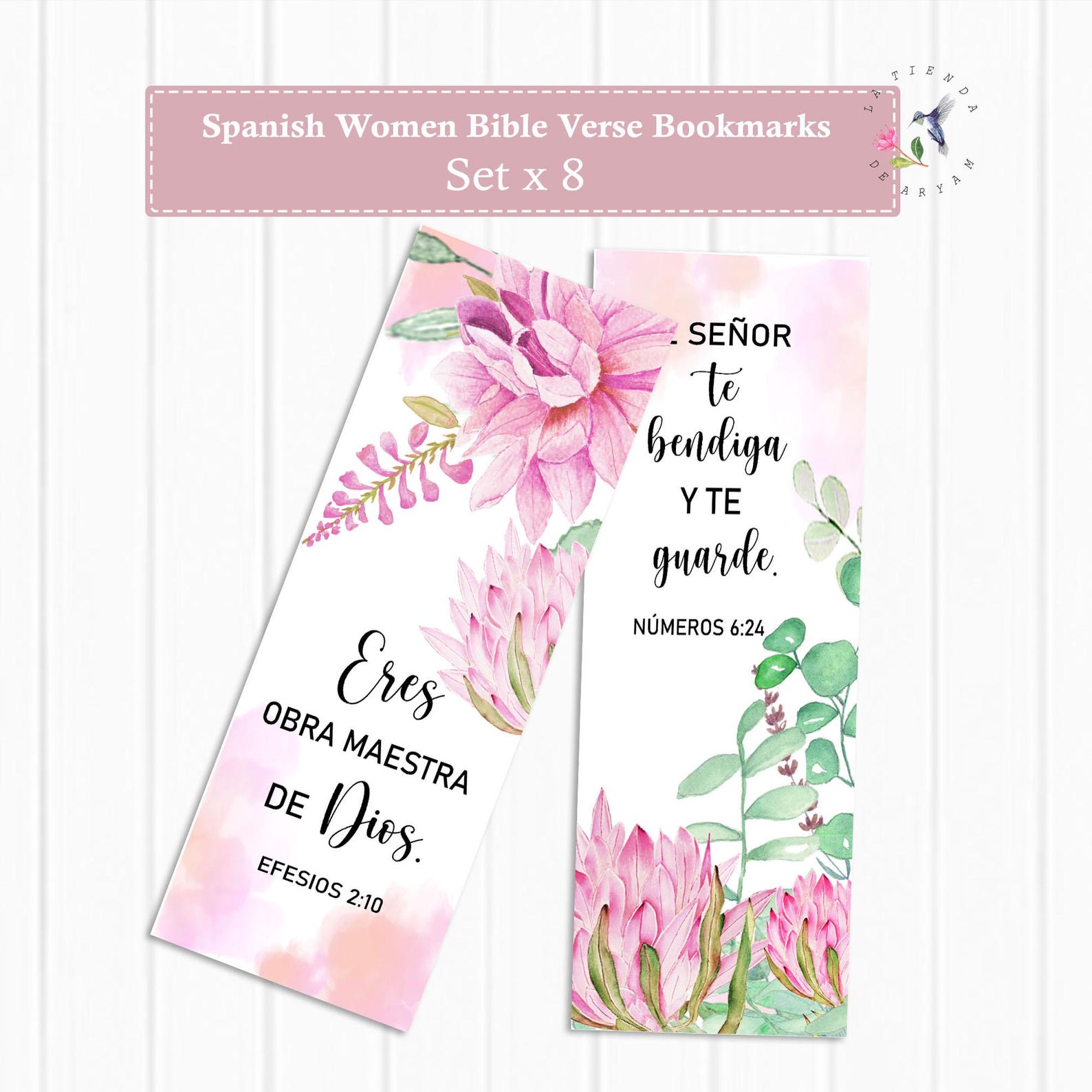 Spanish Bible Verse Bookmarks, Floral Christian Gift (set of 8 ...