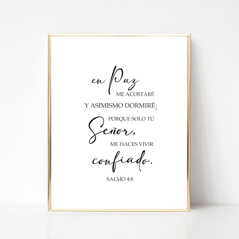 Spanish Bible Verse, Salmo 4:8, En Paz Me Acostaré, Spanish Psalm 4 8 ...
