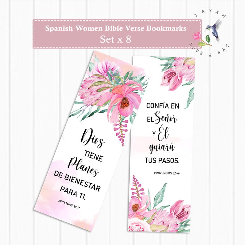 Spanish Set X8 Bible Verses Bookmarks, Printable Spanish Bible Verse ...