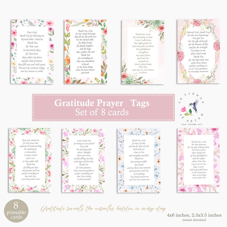 Gratitude Prayers to God, Christian Prayer Cards Set (4x6 Printable ...