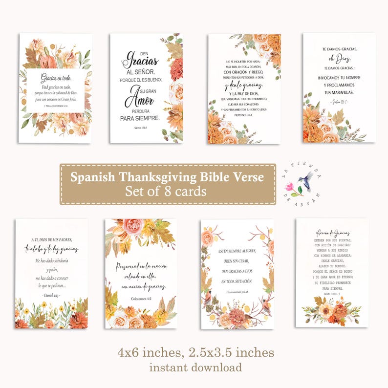 Spanish Thanksgiving Bible Verse Cards, Versículos De Acción De Gracias ...