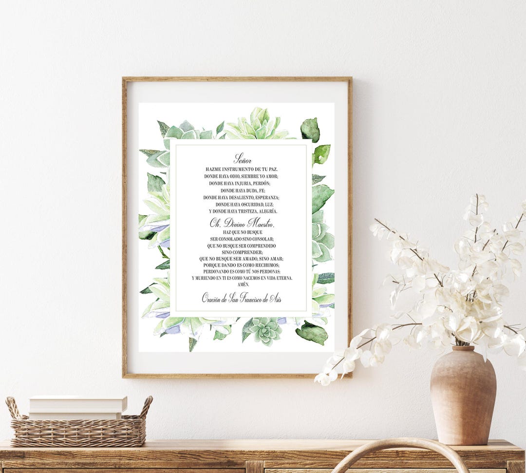 Spanish Prayer of Saint Francis, Oracion De San Francisco, Oracion Por ...