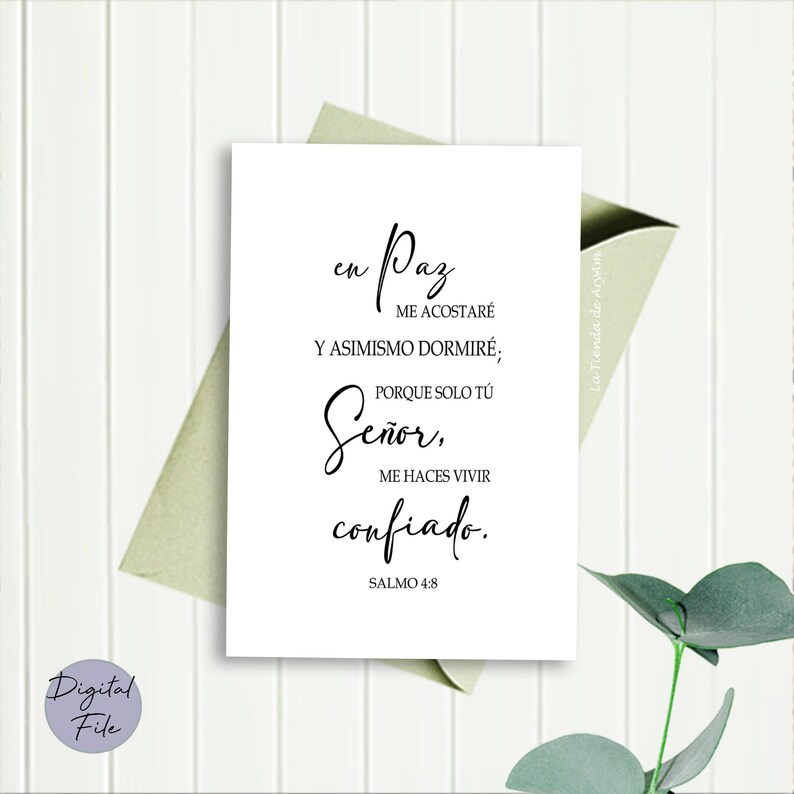 Spanish Bible Verse, Salmo 4:8, En Paz Me Acostaré, Spanish Psalm 4 8 ...