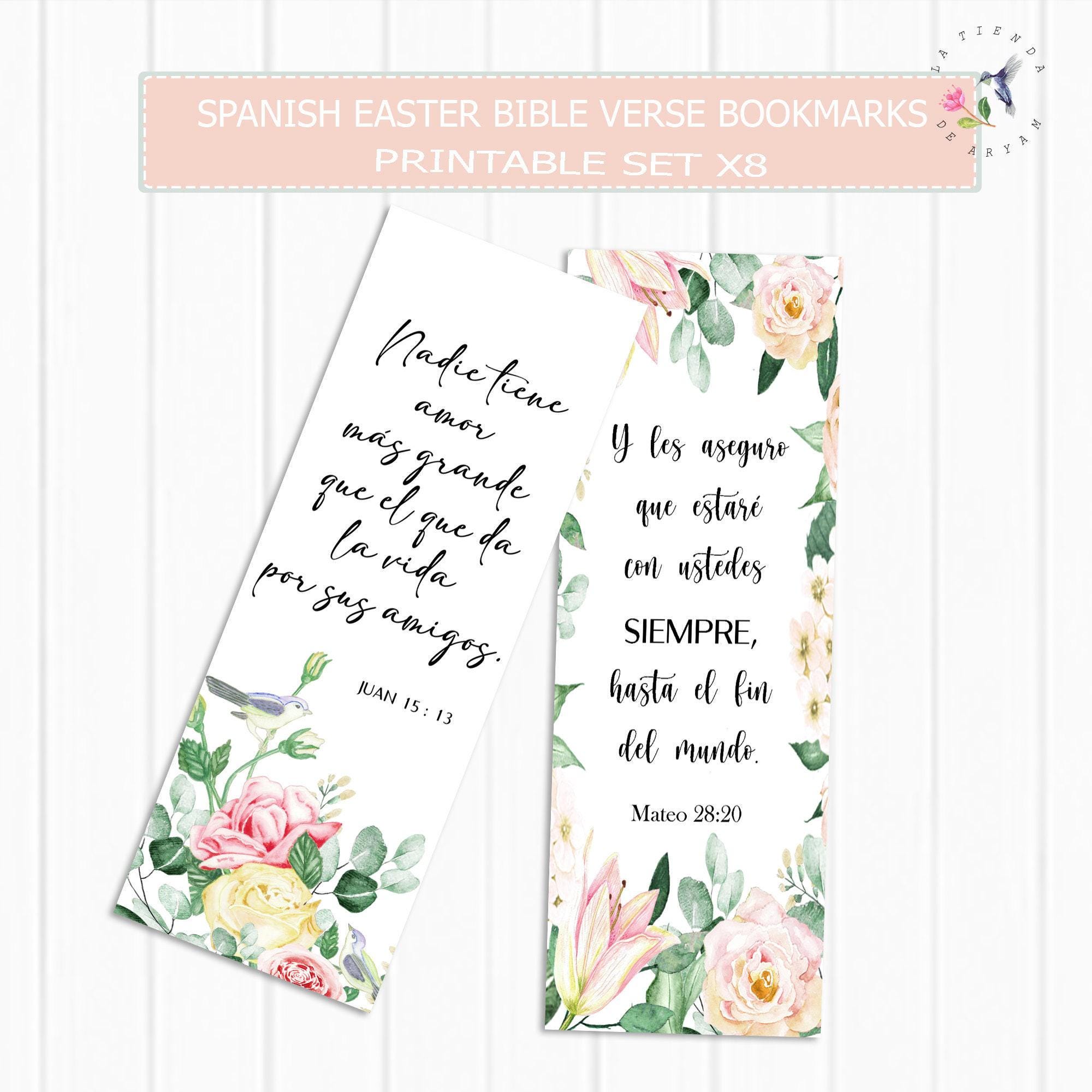 Spanish Easterset X8 Bible Verse Bookmarks, Printable Spanish Bible ...