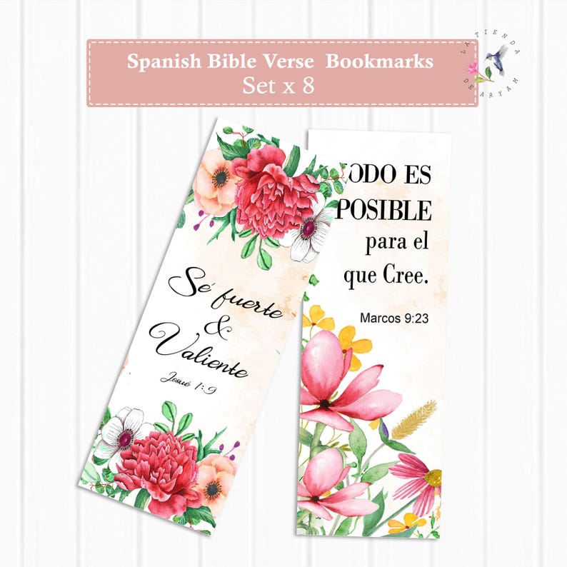 Spanish Set X8 Bible Bookmarks, Printable Set of 8, 7 X 2.5 Inches ...