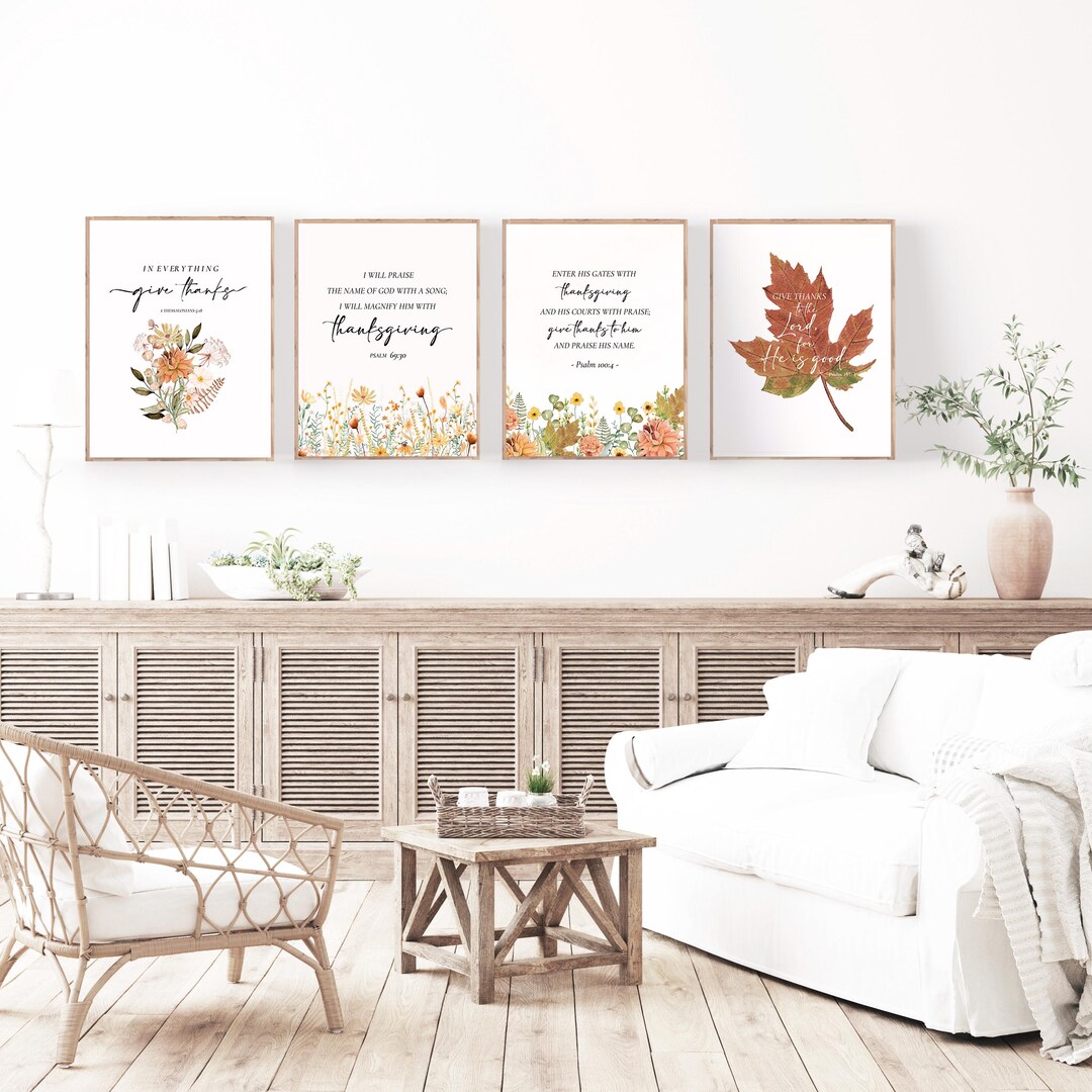 Printable Thanksgiving Bible Verse Set, Fall Christian Decor, Autumn ...