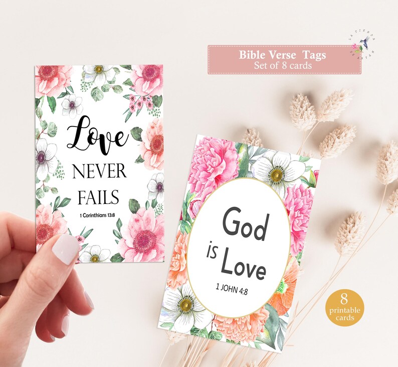 Bible Verse Tags Set X8, Collage Sheet, Scripture Art Tags,3.50" X 2.50 ...