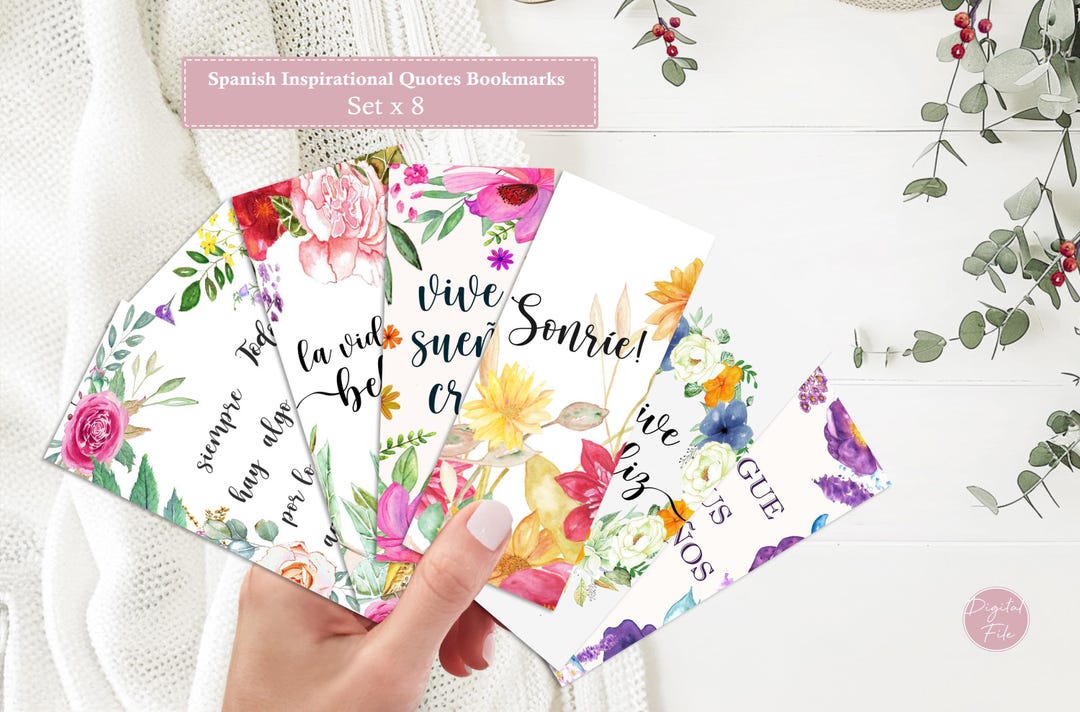 Spanish Happy Quotes Bookmarks, Printable Set of 8, 7 X 2.5 Inches ...