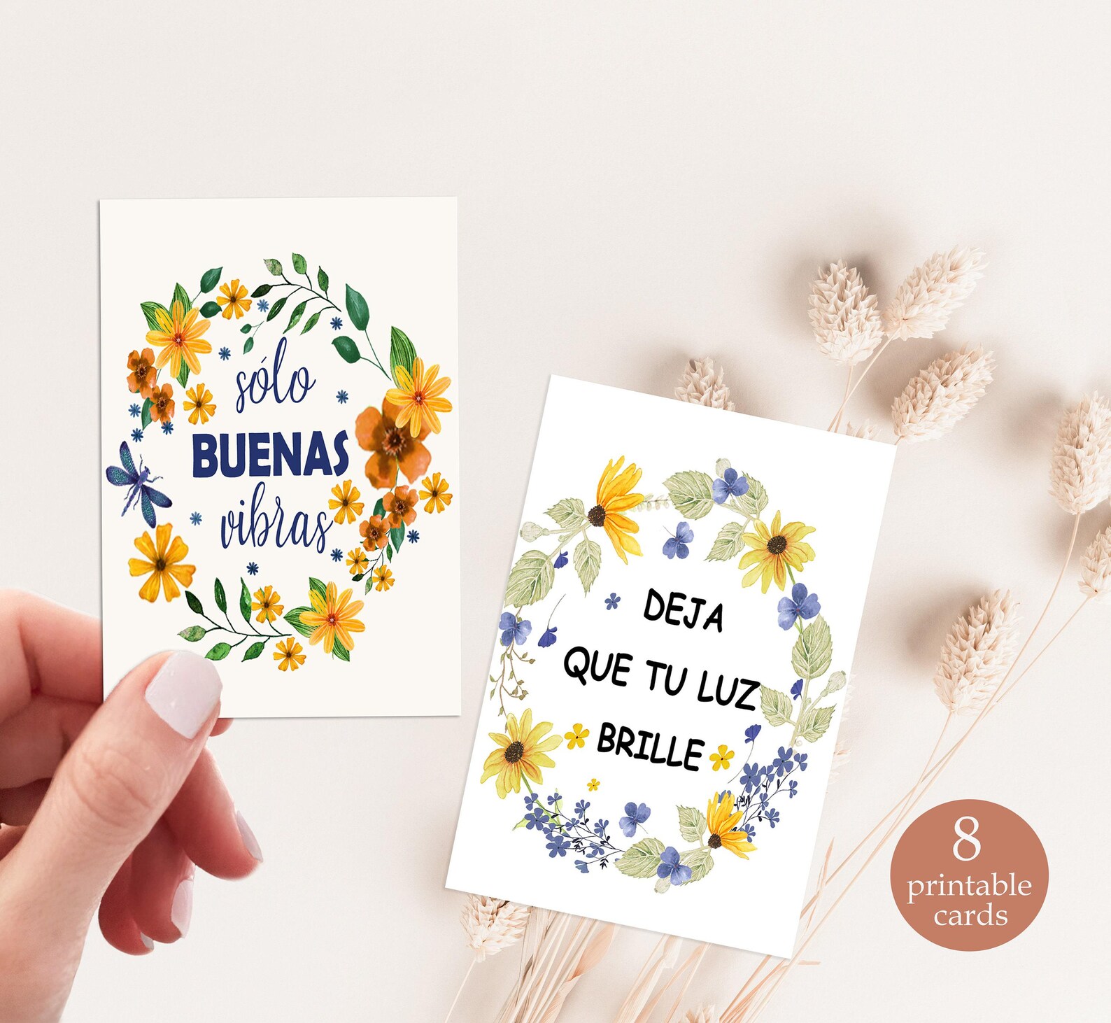 Spanish Motivational Quote Cards: Printable Watercolor Art (digital ...