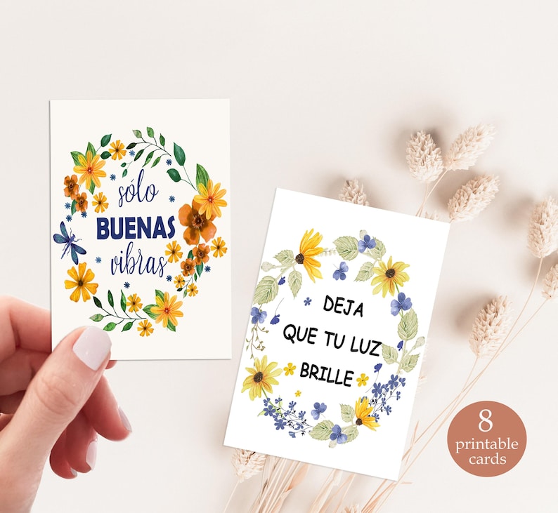 Spanish Motivational Quote Cards: Printable Watercolor Art (digital ...